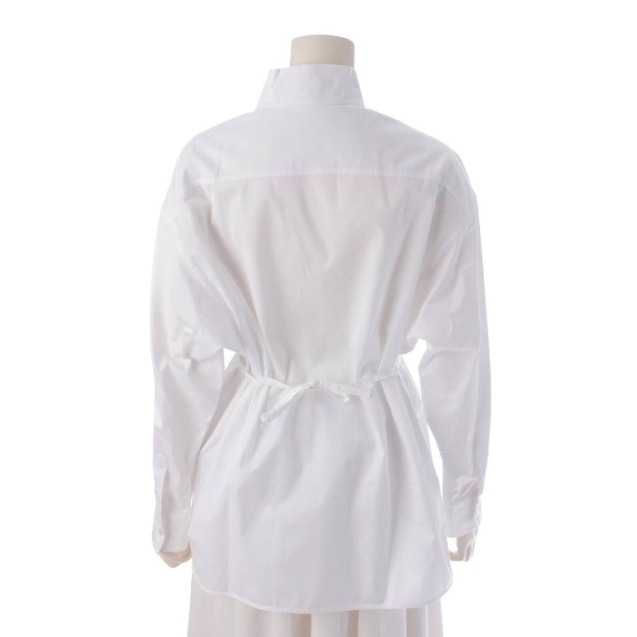 HERMES 【エルメス】Hermes 23AW ドローストリング 長袖 コットン シャツ ブラウス H3H0601DV ホワイト 36 未 ...