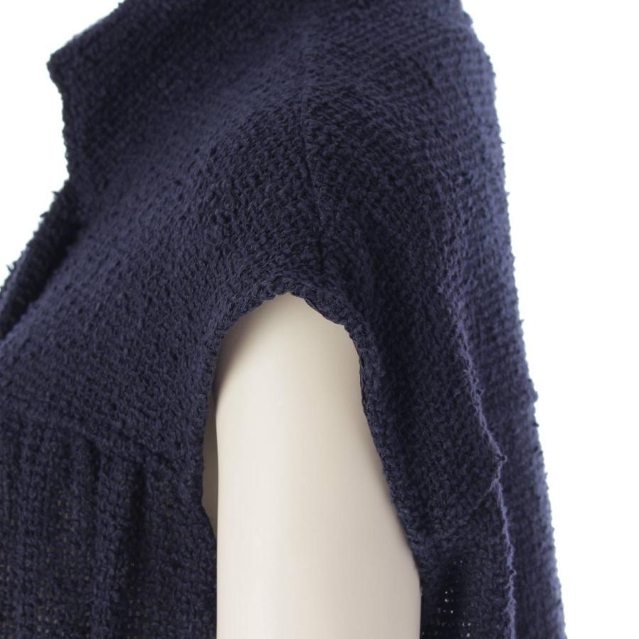 CHANEL 【シャネル】Chanel ココボタン ツイード ノースリーブ カーディガン ジレ ジャケット P40472 ネイビー 【中古 ...