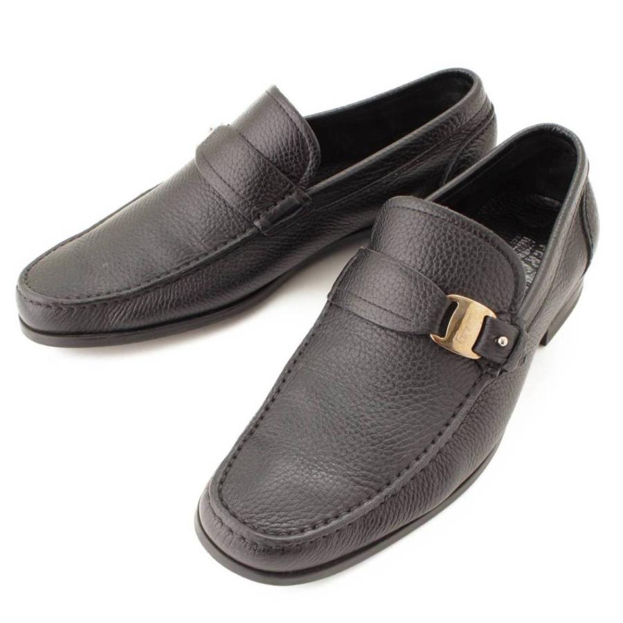 FERRAGAMO 【サルバトーレフェラガモ】Salvatore Ferragamo ヴァラ レザー ローファー ブラック 7 1/2 【中古 ...