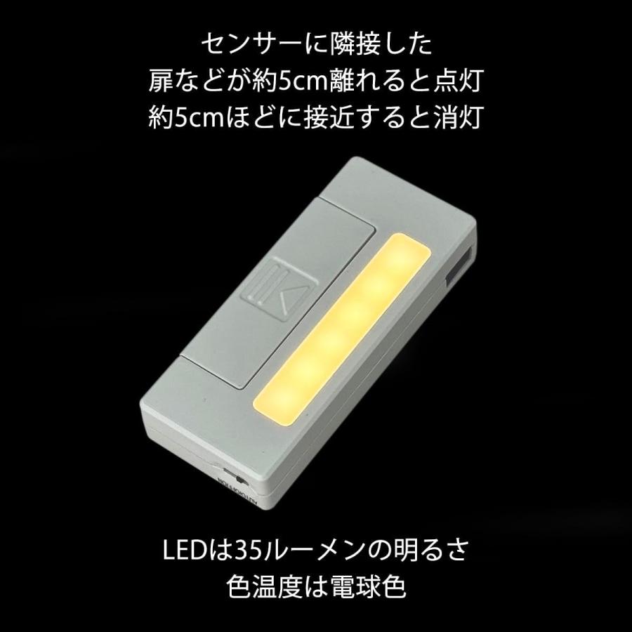 リュウド（REUDO） 扉を開くと点灯 閉じれば消灯 扉開閉センサー内蔵 小型LEDライト 35lm 3000K 単4乾電池 x 1個使用 ...