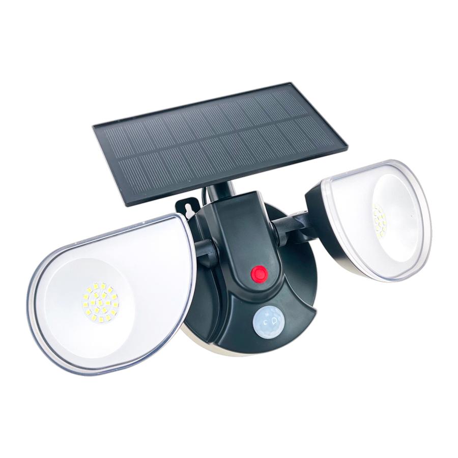 REUDO リュウド ソーラパネル着脱可 人感センサー付 ツインヘッド ソーラーセキュリティライト 2000mAhバッテリー内蔵 IP65防塵 ...