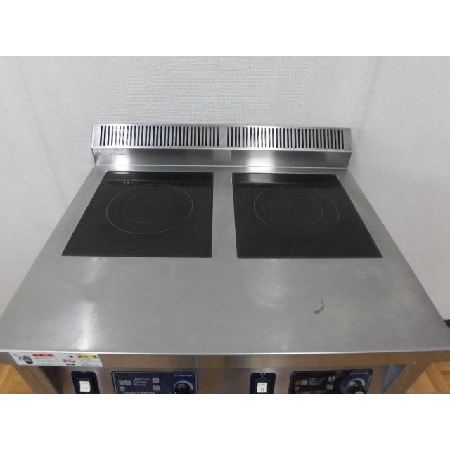 中古厨房 ニチワ 業務用 テーブル IHコンロ 電気 電磁 調理器 2口 MIRN-122S 単相 200V 2.5kw W700×D600× ...