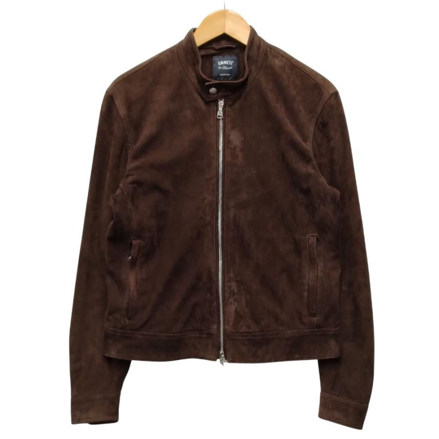 EMMETI エンメティ JURI ユリ ラムスキン シングル レザーライダース スウェード ジャケット ブラウン サイズ48 正規品 ...