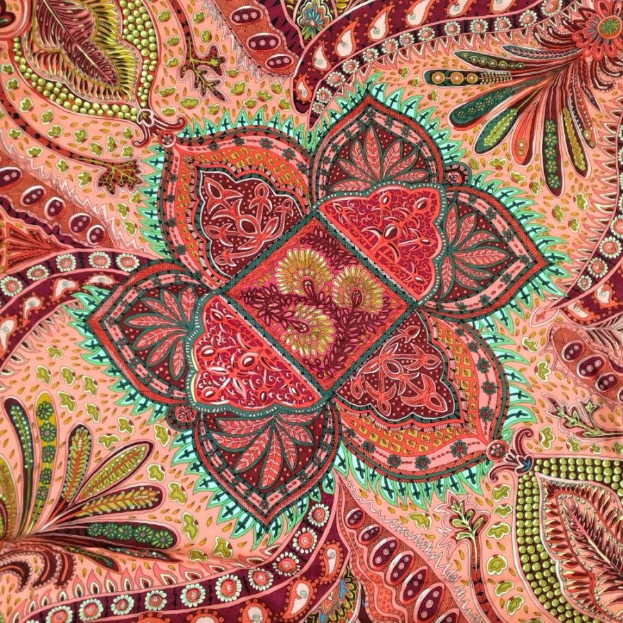 HERMES エルメス カシミア シルク スカーフ カレジェアン140 Le Jardin de la Maharani マハラニの庭 レッド系 正規品 / 36082 : 36082 ...