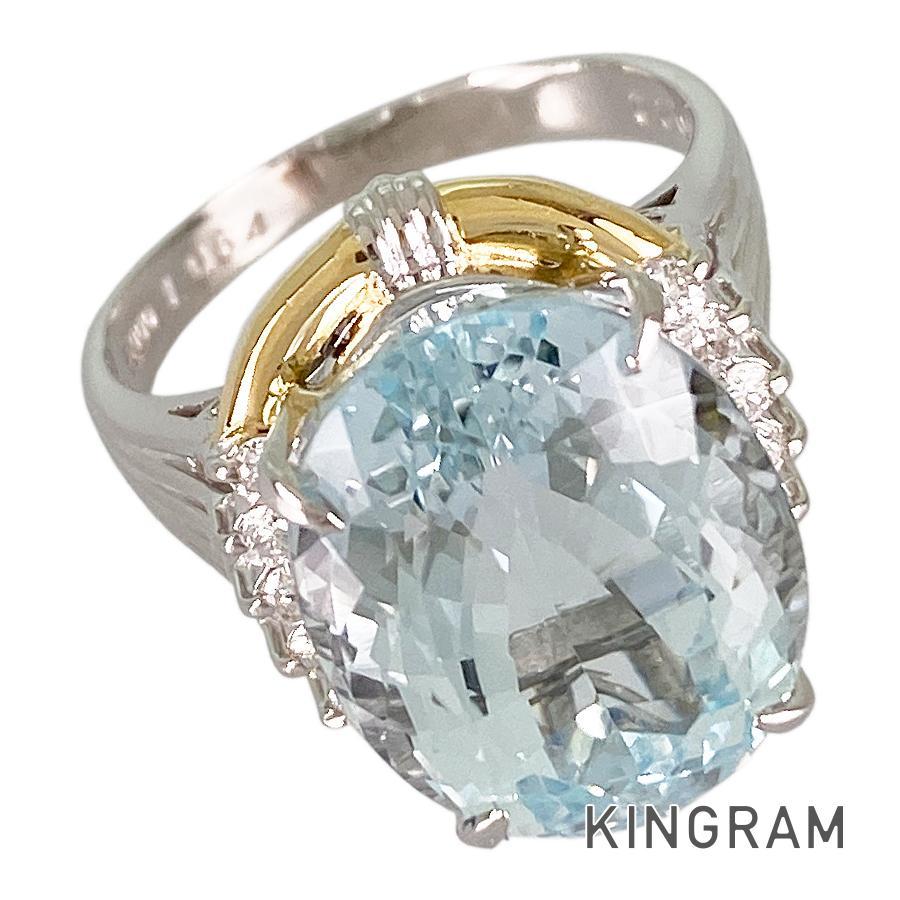 リング Pt900 K18YG アクアマリン ダイヤモンド 13号(53) sss【中古】 : キングラムモール - 通販 - Yahoo!ショッピング