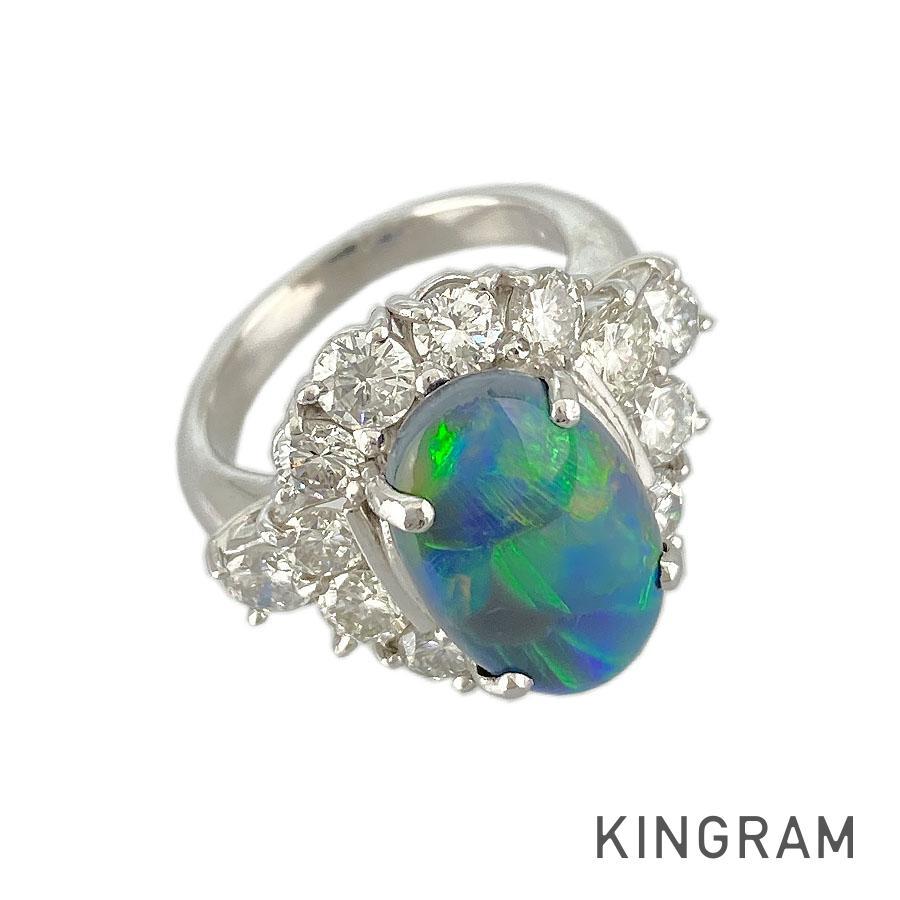 リング K18WG ブラックオパール ダイヤモンド ste【中古】 : キングラムモール - 通販 - Yahoo!ショッピング