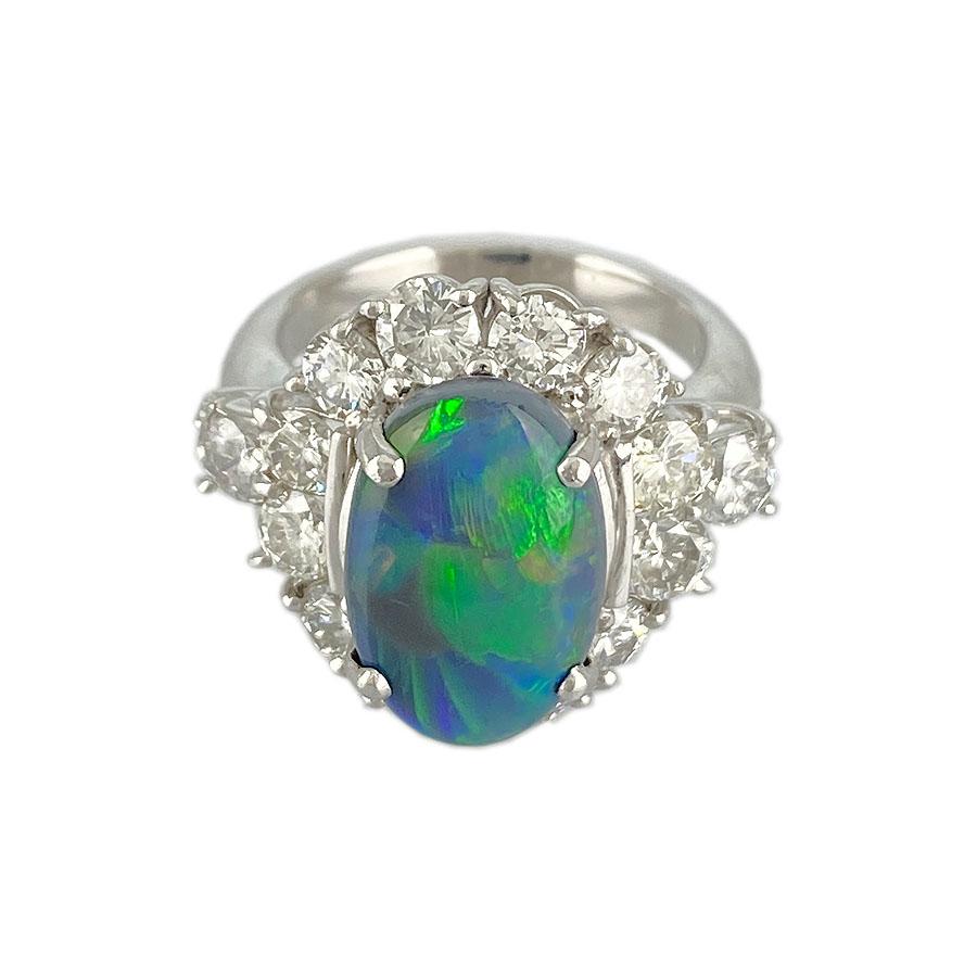 リング K18WG ブラックオパール ダイヤモンド ste【中古】 : キングラムモール - 通販 - Yahoo!ショッピング