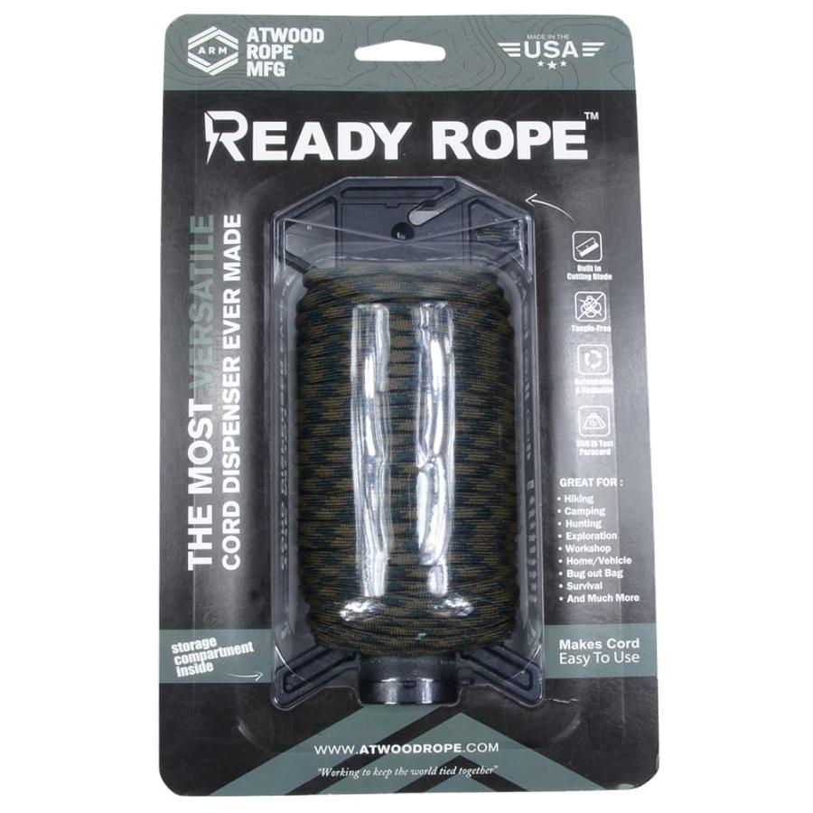 ATWOOD ROPE ロープディスペンサー Ready Rope 100ft パラコード付 ウッドランドカモ ARM-RR-C04 ...