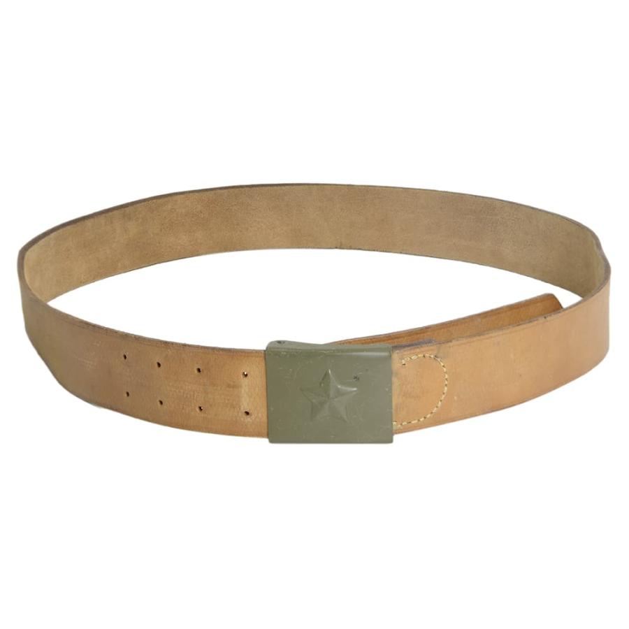 チェコ軍放出品 レザーベルト フック式 スターエンブレム ベルト穴隠しなし [ Sサイズ / 可 ] チェコスロバキア :ra11026 ...