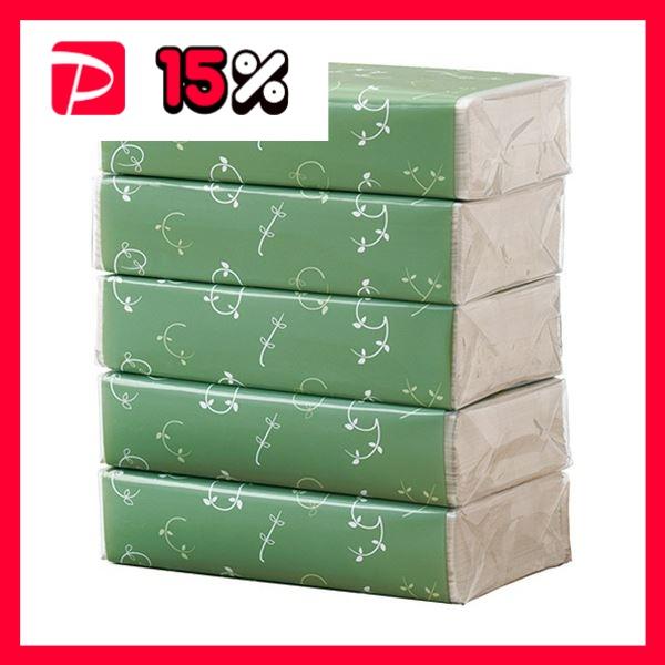 （まとめ）TANOSEE ソフトパックティッシュLeaf Line 200組/個 1パック(5個)〔×5セット〕 : りぼるばー67 ...