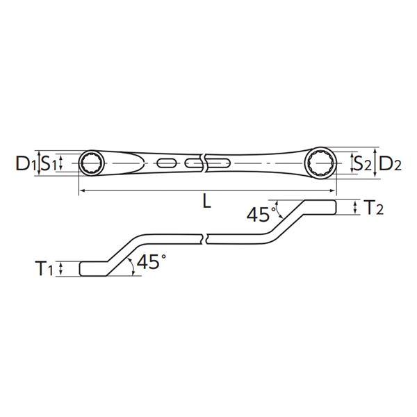 KTC 京都機械工具 45゜ロングメガネレンチ 12X14mm M25-12X14 : りぼるばー67 Yahoo!店 - 通販 - Yahoo!ショッピング