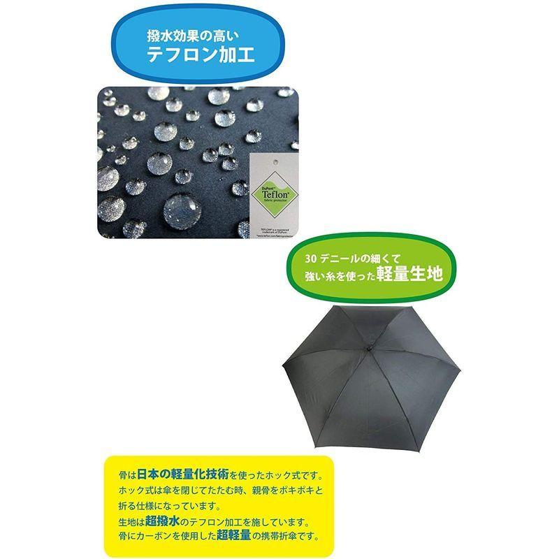 軽量158g 折りたたみ傘 高級 カーボン骨 撥水効果の高いデュポン社のテフロン加工生地 無地大きめサイズ 60cm 3段式 折りたたみ ミ :20220615024348-01360 ...