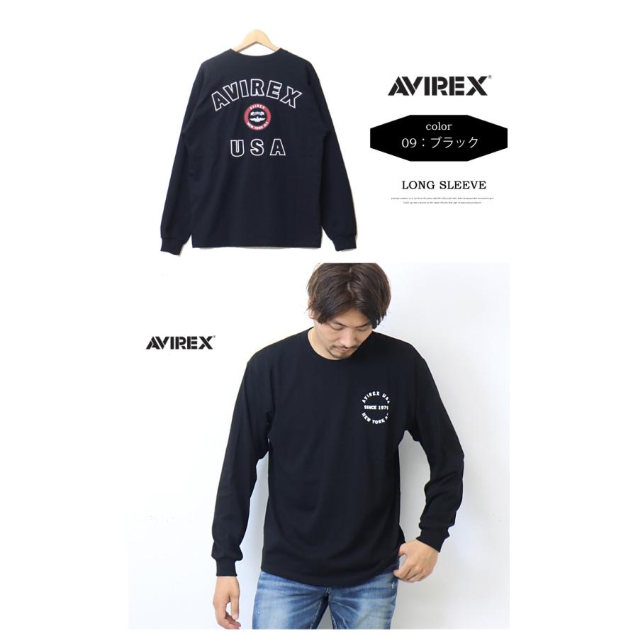 AVIREX アヴィレックス ヴァ―シティー ロゴ Tシャツ 刺繍 長袖 AVIREX アヴィレックス ヴァ―シティー ロゴ Tシャツ 刺繍 長袖