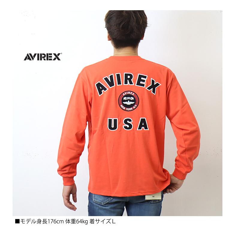 AVIREX アヴィレックス ヴァ―シティー ロゴ Tシャツ 刺繍 長袖 AVIREX アヴィレックス ヴァ―シティー ロゴ Tシャツ 刺繍 長袖