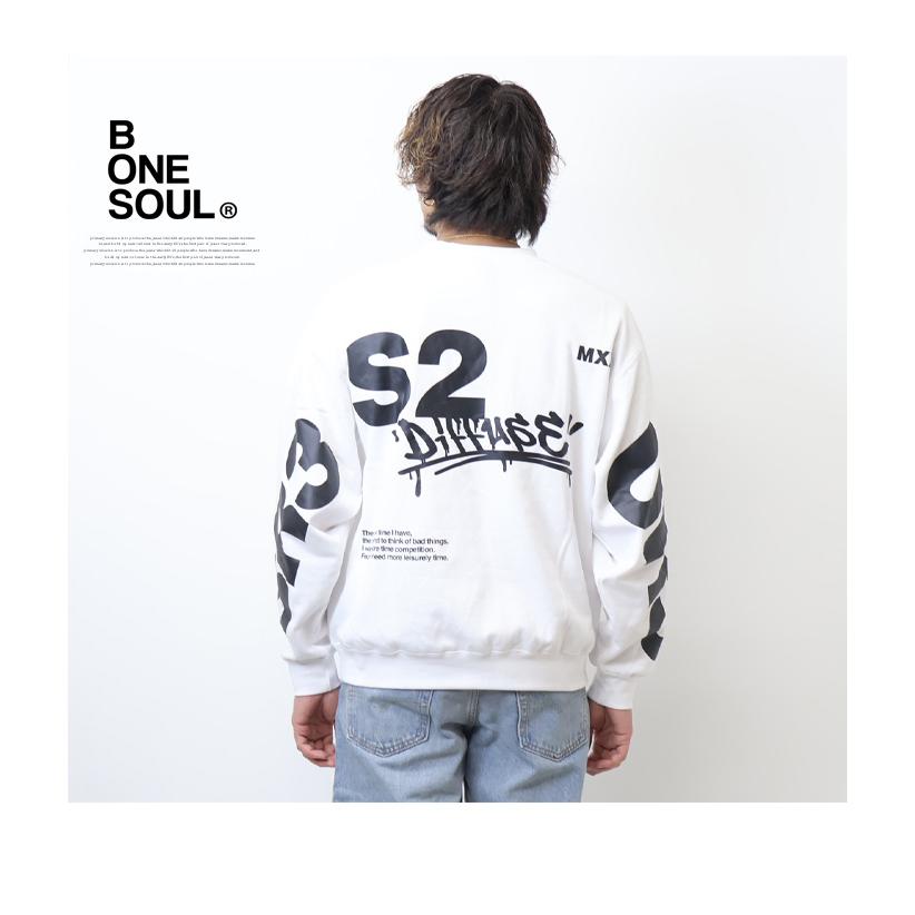 B ONE SOUL ビーワンソウル バックビッグロゴ スウェットシャツ トレーナー 裏微起毛スウェット ビッグプリント メンズ ...