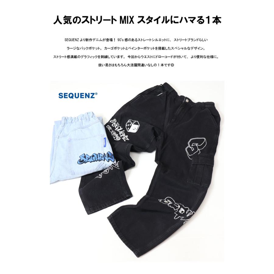 SEQUENZ シークエンズ 刺繍 ルーズ デニムパンツ 片カーゴパンツ ペインターパンツ ジーンズ メンズ 送料無料 24370019 : REX ONE - 通販 - Yahoo!ショッピング