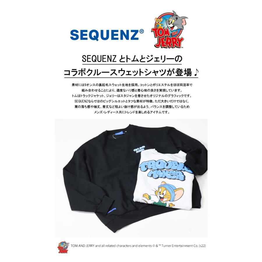 SEQUENZ トムとジェリー バブルロゴ クルーネックスウェット 裏起毛 トレーナー メンズ ビッグシルエット トムジェリ 送料無料 ...