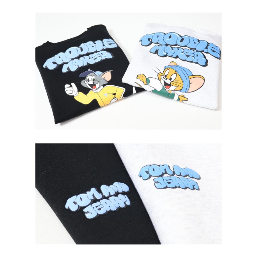 SEQUENZ トムとジェリー バブルロゴ クルーネックスウェット 裏起毛 トレーナー メンズ ビッグシルエット トムジェリ 送料無料 ...