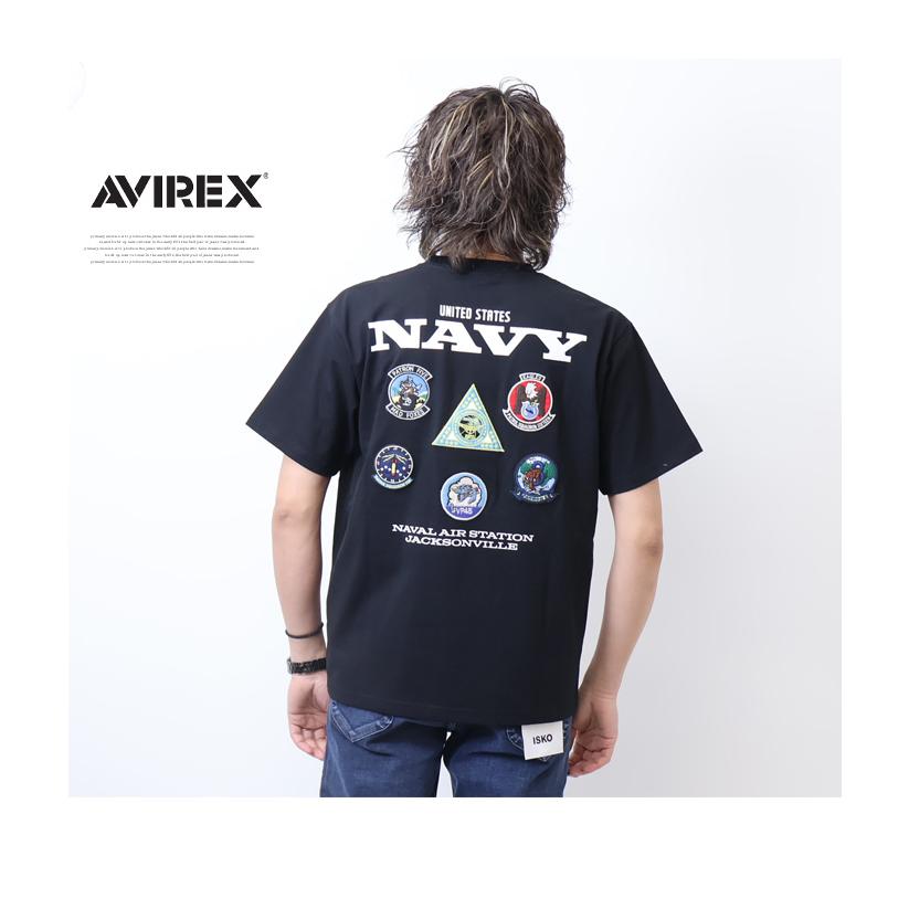 AVIREX アヴィレックス 半袖Tシャツ NAS JAX パトロール スコードロン パッチ メンズ 半T アビレックス 送料無料 783 ...