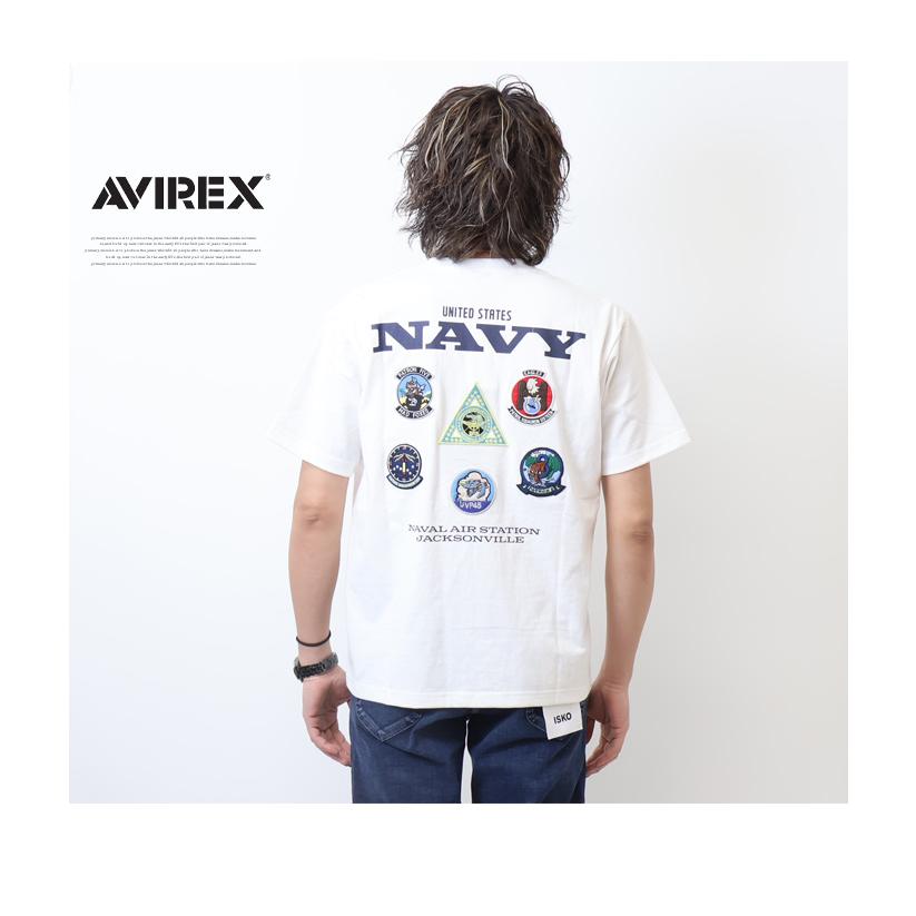 AVIREX アヴィレックス 半袖Tシャツ NAS JAX パトロール スコードロン パッチ メンズ 半T アビレックス 送料無料 783 ...