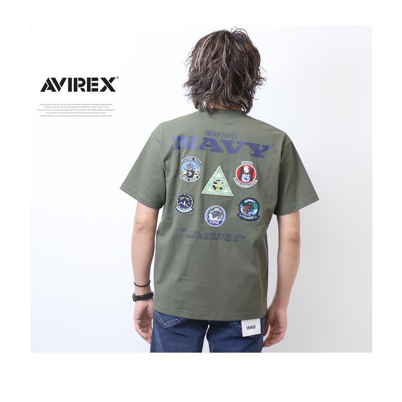 AVIREX アヴィレックス 半袖Tシャツ NAS JAX パトロール スコードロン パッチ メンズ 半T アビレックス 送料無料 783 ...
