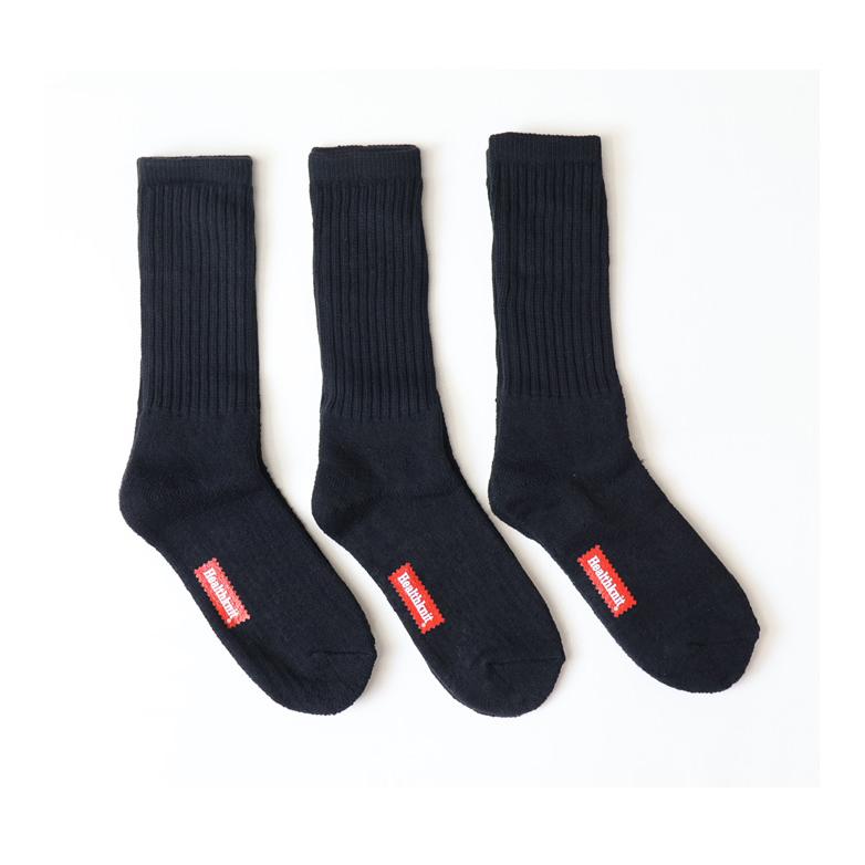 Healthknit ヘルスニット 3P ソックス シンカーブラック無地 クルー 25〜27cm メンズ ハイソックス ロングソックス 191-3727 : REX ONE - 通販 ...