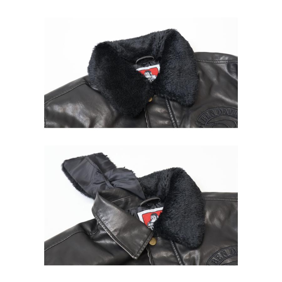 BEN DAVIS（ベンデイビス） 衿ボア フェイクレザージャケット メンズ