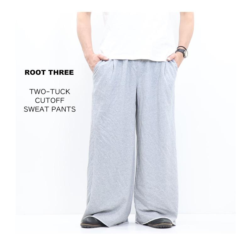 ROOT THREE 裏毛 ツータック ワイドスウェットパンツ スウェットワイドパンツ スラックス カットオフ メンズ 5433 コダマ ...