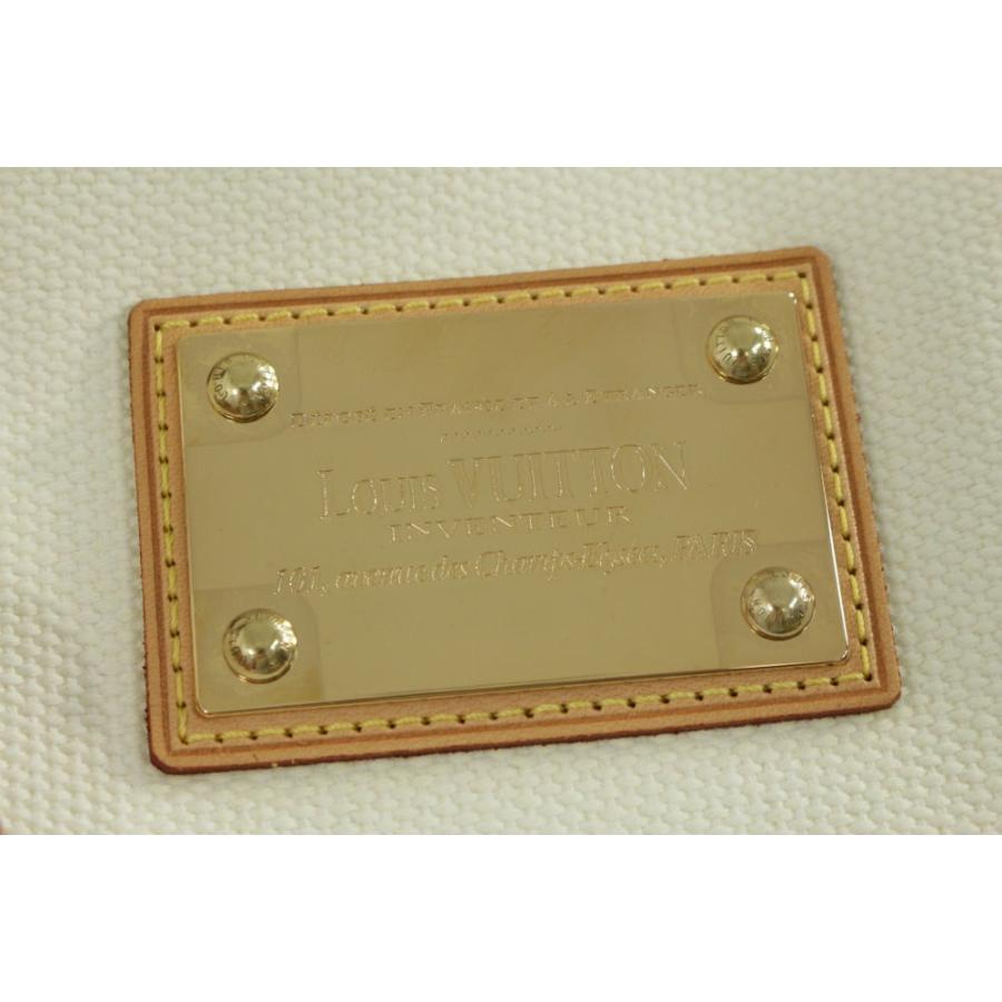 美品・ルイヴィトン アンティグア・カバMM・コットンキャンバストートバッグ/M40033/ホワイト×ダークブラウン/LOUIS VUITTON ...