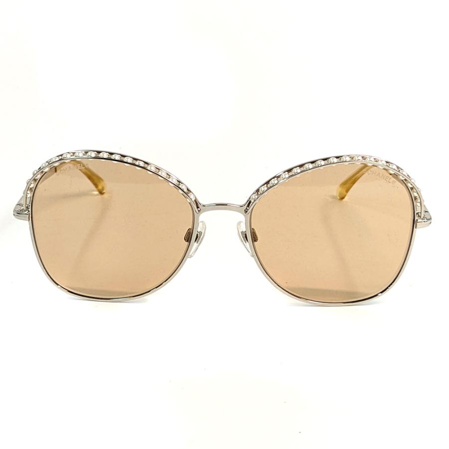 CHANEL シャネル パール・ブラウン/ウェリントンサングラス・メガネ/4246-H/シルバー/CHANEL 翌日配送可/b230201 ...