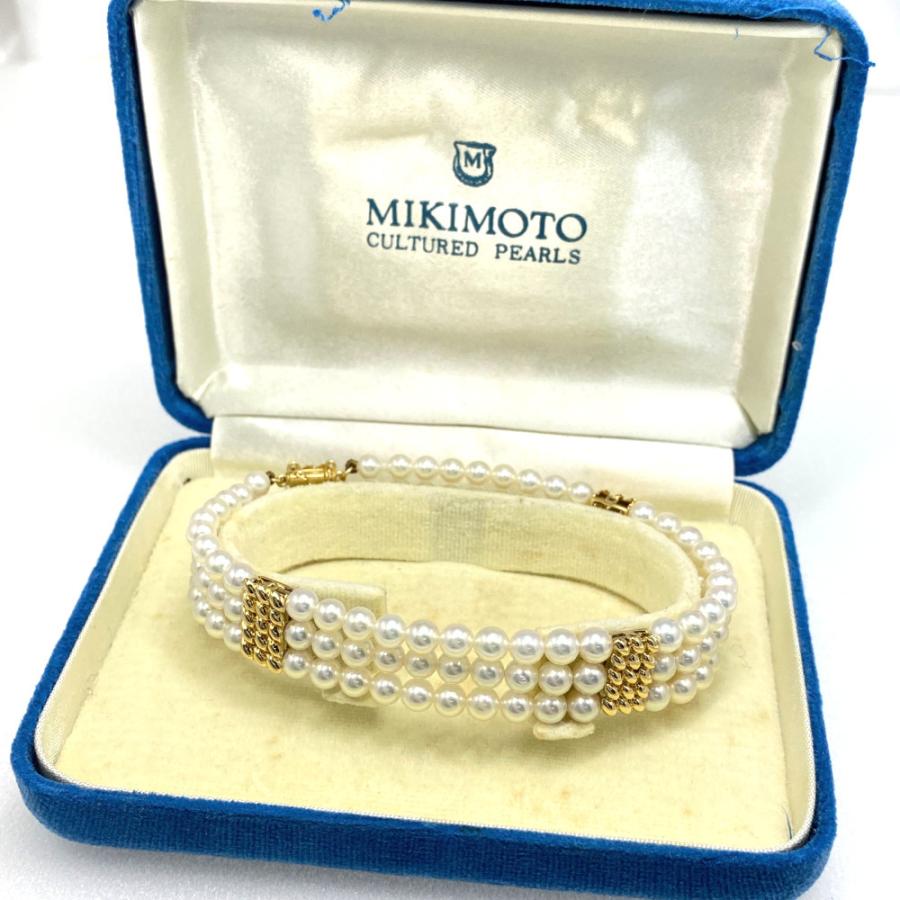 MIKIMOTO ミキモト 真珠(パール)3連ブレスレット/K18YG/750 MIKIMOTO ミキモト 真珠(パール)3連ブレスレット/K18YG/750
