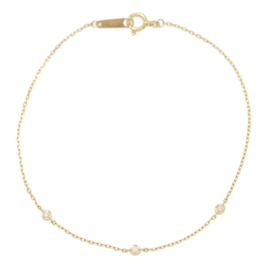 agete 0.04ct/agete アガット 3P・ステーション ダイヤモンド ブレスレット/K18YG/750-0.8g/イエローゴールド/プレゼント/記念日/h250214/547158 ...