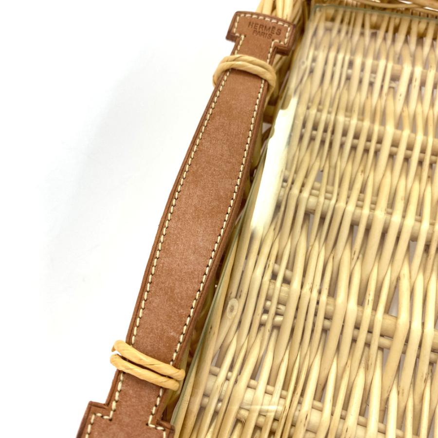 HERMES エルメス レザーハンドル ガラス付 ラタントレイ HERMES エルメス レザーハンドル ガラス付 ラタントレイ