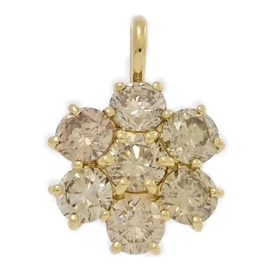 1.00ct/フラワーモチーフ 7P・ブラウンダイヤモンド ペンダントトップ/K18YG/750-0.9g/イエローゴールド/プレゼント/記念日B1/h241107/538534 : リファス ...