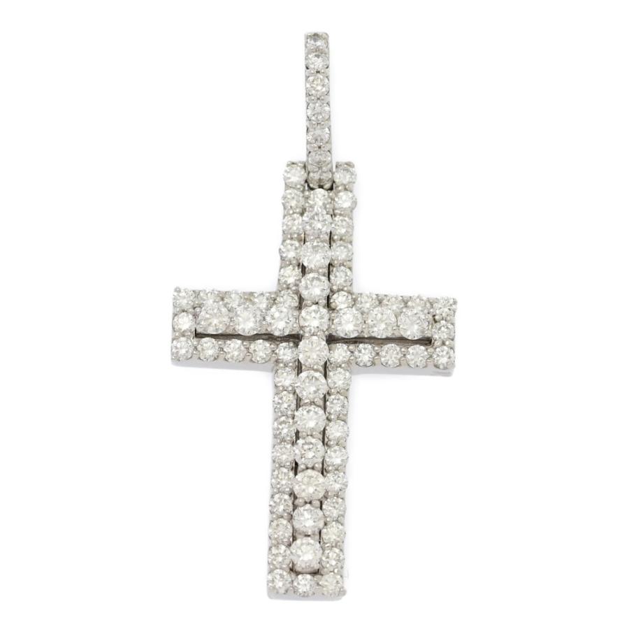 2.23ct/ラボグロウン/Laboratory-Grown・クロス 77P・ダイヤモンド ペンダントトップ/K14(WG無)-6.5g/ホワイトゴールド/h250228/548753 : リ ...