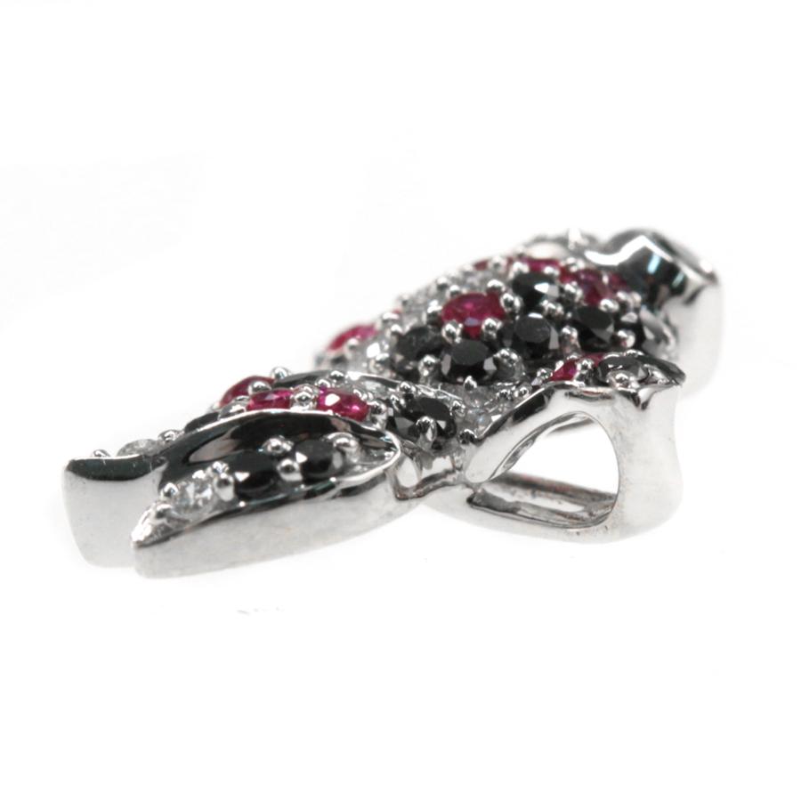 キュービーシー 金魚モチーフ ルビー ブラックダイヤモンドMIX ペンダントトップ/K18WG/750-1.8g/0.12ct/FD:0.23ct/499580/QVC /h220602 ...