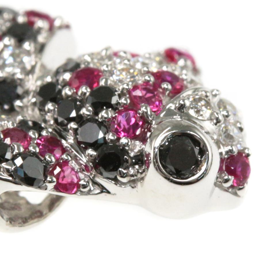 キュービーシー 金魚モチーフ ルビー ブラックダイヤモンドMIX ペンダントトップ/K18WG/750-1.8g/0.12ct/FD:0.23ct/499580/QVC /h220602 ...