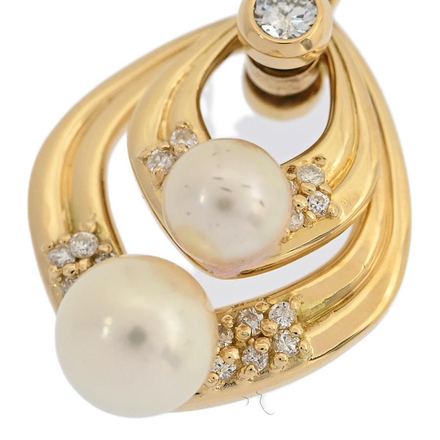 仕掛け付・ペンダントヘッド 2P・真珠（パール）・ダイヤモンドペンダントトップ/K18YG/750-7.3g/FD:0.32ct/イエローゴールド /h231201/502448 : リファス ...