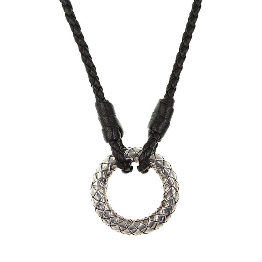 ボッテガヴェネタ イントレチャート リング レザーコードネックレス ペンダント/Sv925-13.9g/BOTTEGA VENETA 翌日配送 ...