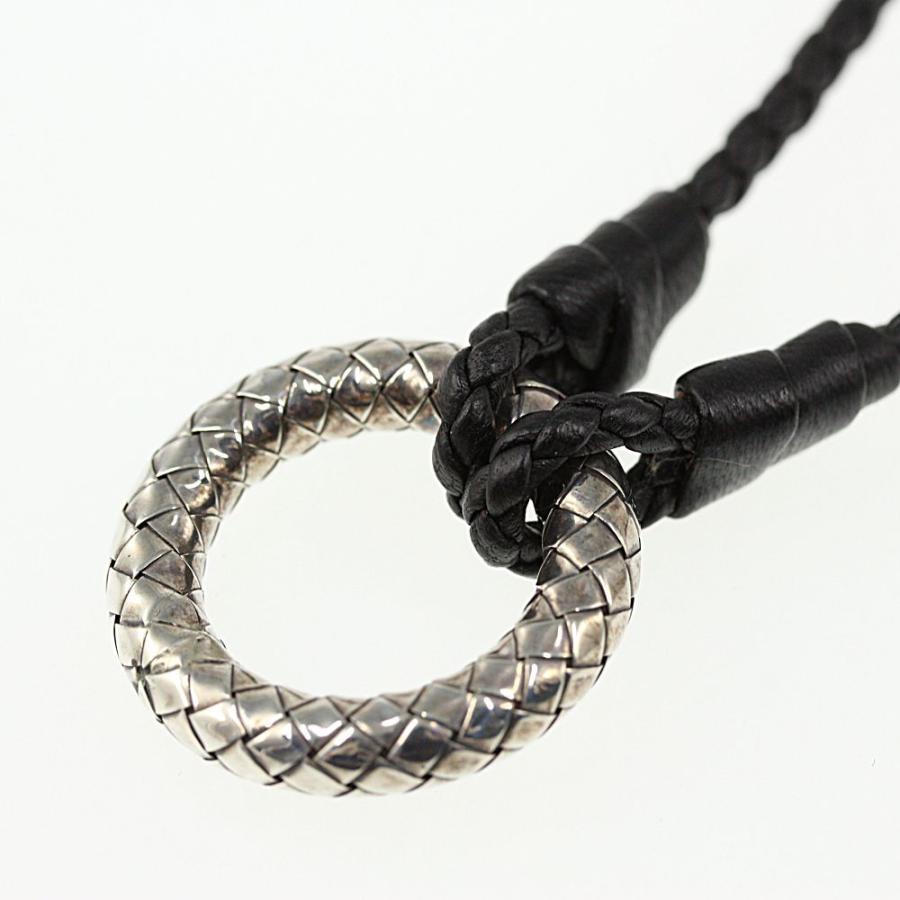 ボッテガヴェネタ イントレチャート リング レザーコードネックレス ペンダント/Sv925-13.9g/BOTTEGA VENETA 翌日配送 ...