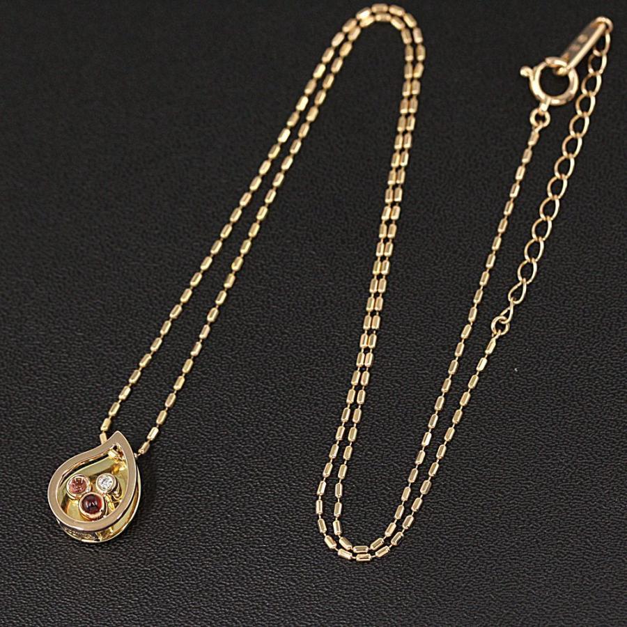 RUGIADA ルジアダ 涙型 ドロップモチーフ ガーネット ピンクトルマリン ダイヤモンドネックレス ペンダント/K18 5.6g ...