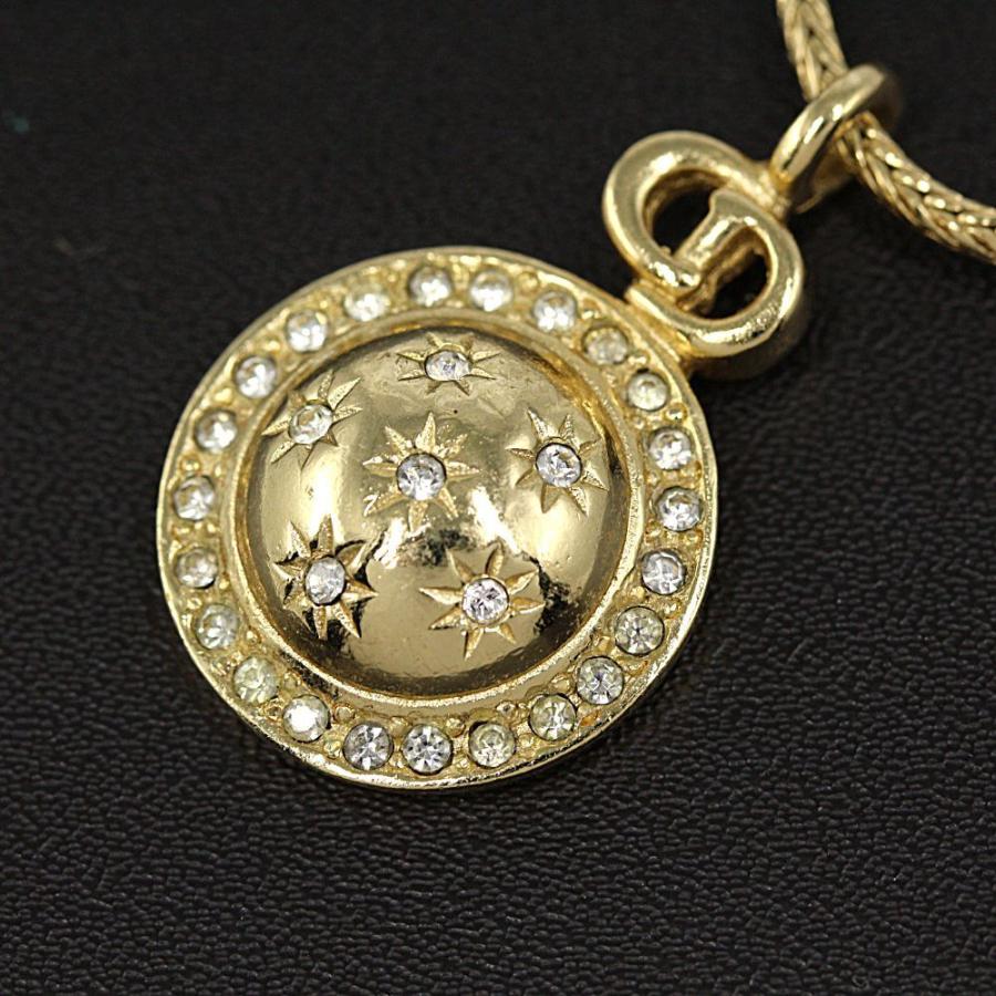 クリスチャンディオール ロゴ スター ストーンネックレス・ペンダント/ゴールド/Christian Dior 翌日配送可/RF4 ...