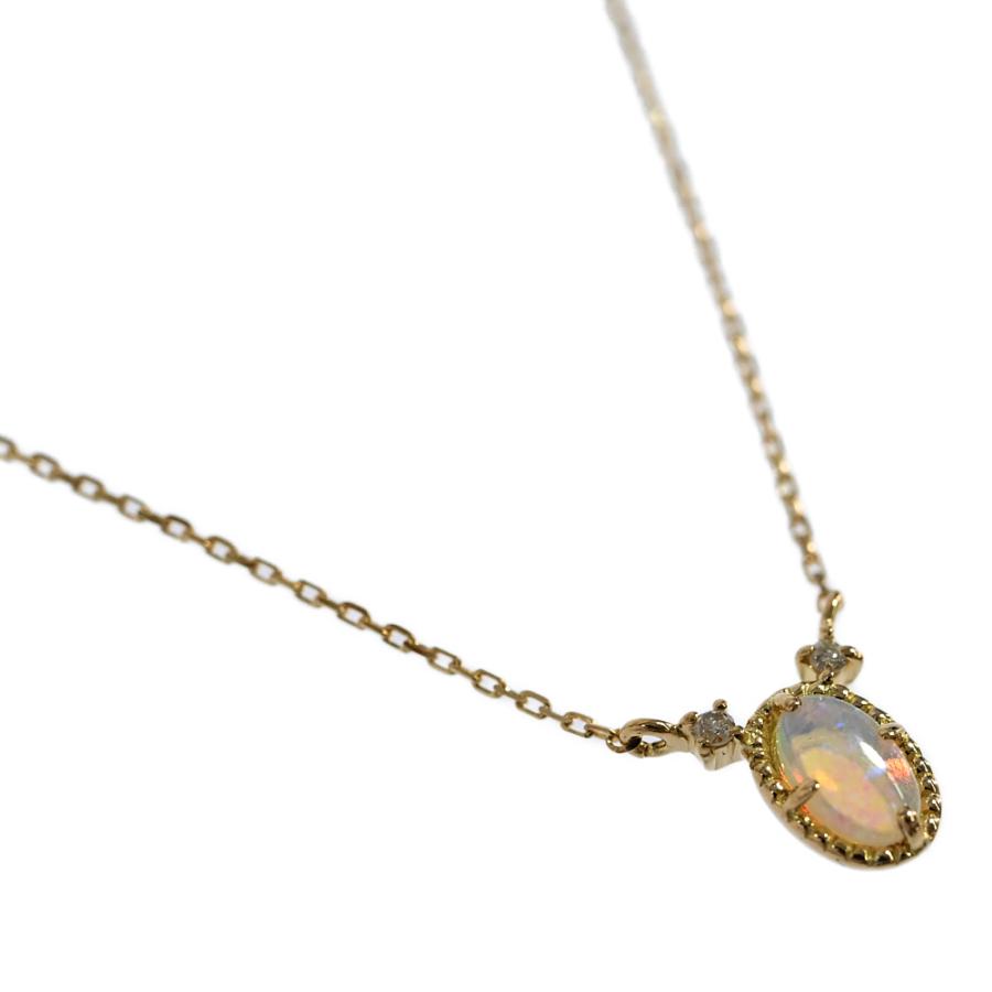 10月 誕生石 1P・オパール・ダイヤモンドネックレス・ペンダント/K18/750×K10/416コンビ-1.0g/OP0.01ct/イエローゴールド /h231026/498195 : リ ...