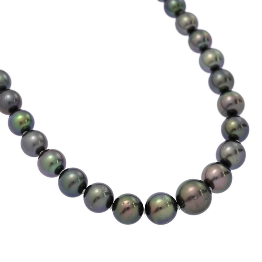 黒蝶真珠 クロチョウ タヒチパール Φ8.7-13mm ＃44cm パール ネックレス/Silver/銀製-65.8g /h240709 ...