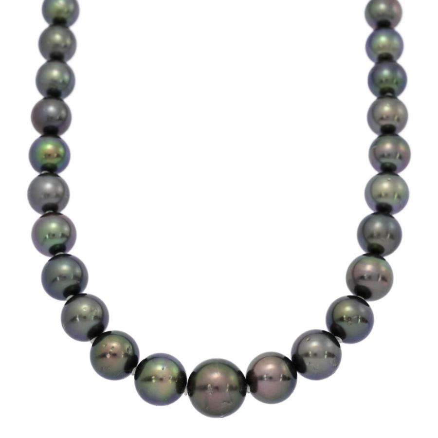 黒蝶真珠 クロチョウ タヒチパール Φ8.7-13mm ＃44cm パール ネックレス/Silver/銀製-65.8g /h240709 ...