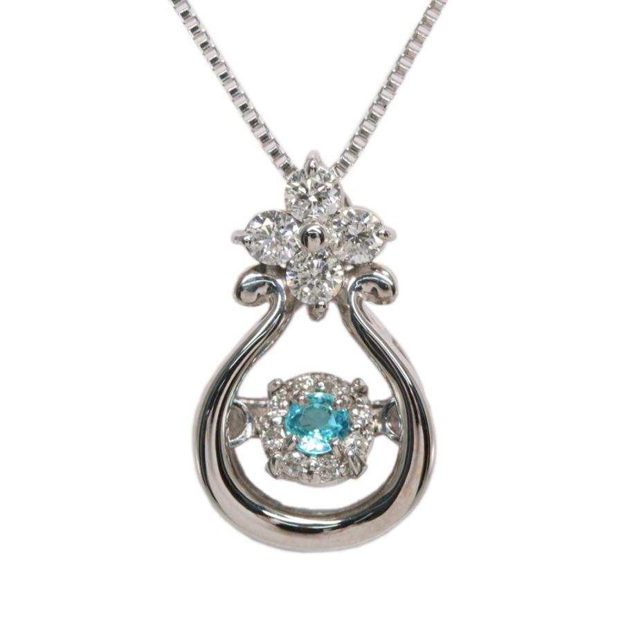 ダンシング パライバトルマリン・ダイヤモンドネックレス・ペンダント/K18WG/750-2.3g/PT0.03ct/FD:0.12ct/ホワイトゴールド/h220408/432351 ...