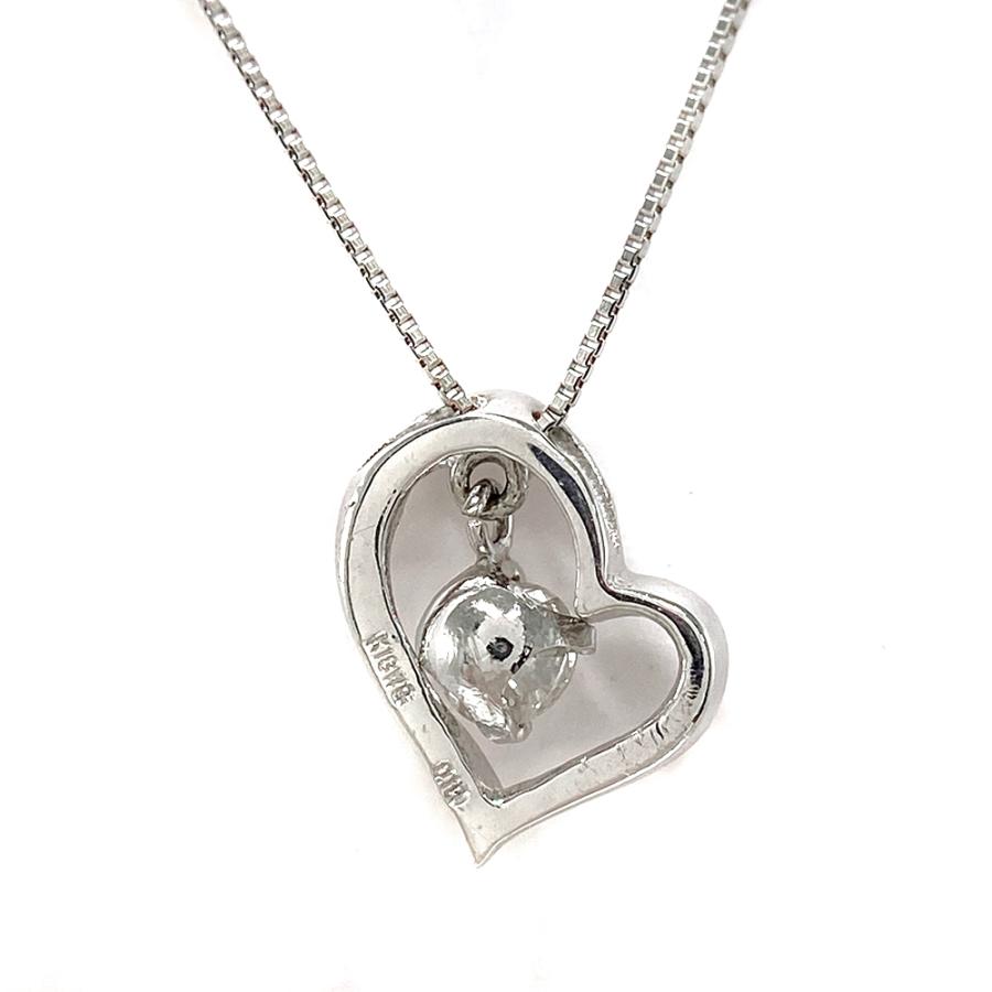 ダンシング・フリルタイプ・プチ ハートモチーフ ダイヤモンドネックレス・ペンダント/K18WG/750-1.1g/0.1ct/ホワイトゴールド /h220927/457307 ...