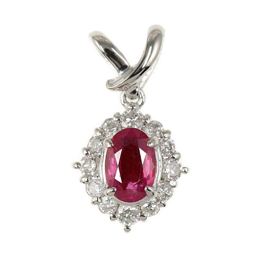 1Pルビー ダイヤモンドネックレス ペンダントトップ ヘッド/Pt900-1.6g/RU0.58ct/FD:0.26ct/中央宝石研究所宝石ソーティング/RF4/h201111/358047 ...