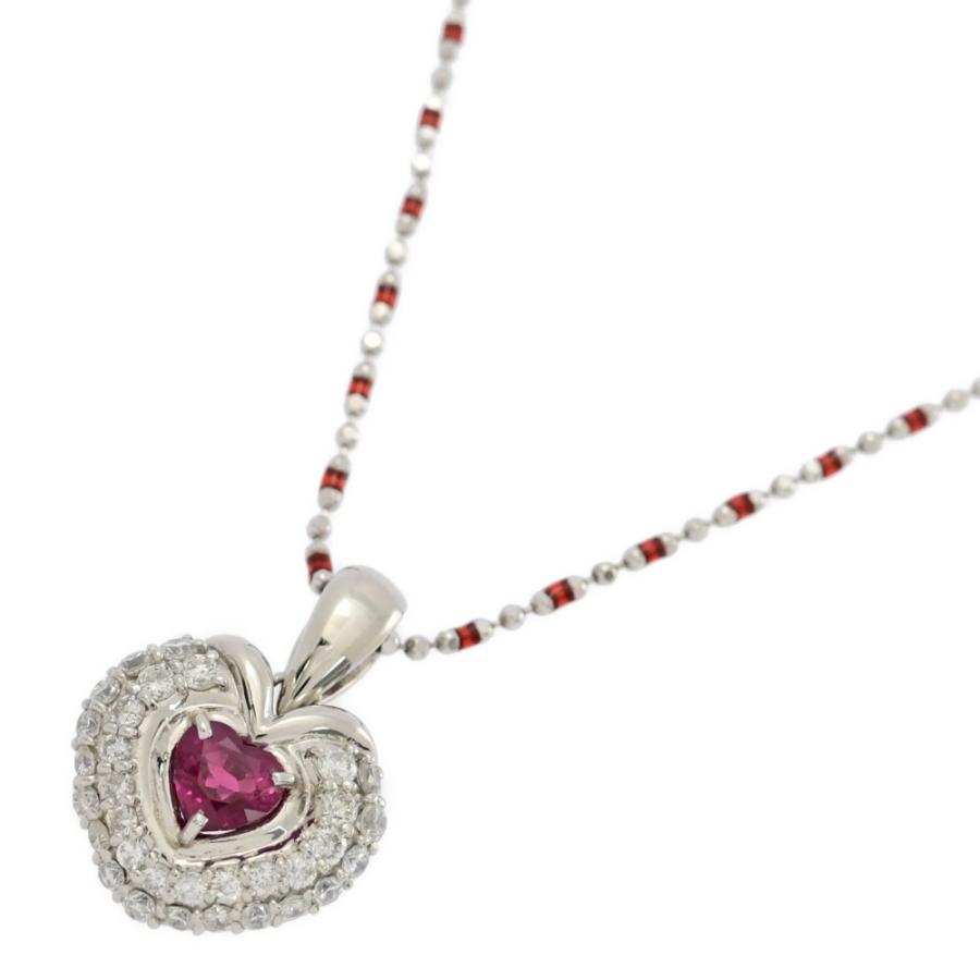 RU1.194ct/FD:1.08ct/スリランカ・ハートパヴェ・ルビー・ダイヤモンド ネックレス・ペンダント/Pt900-Pt850-15.6g/プラチナ/h250225/547529 ...
