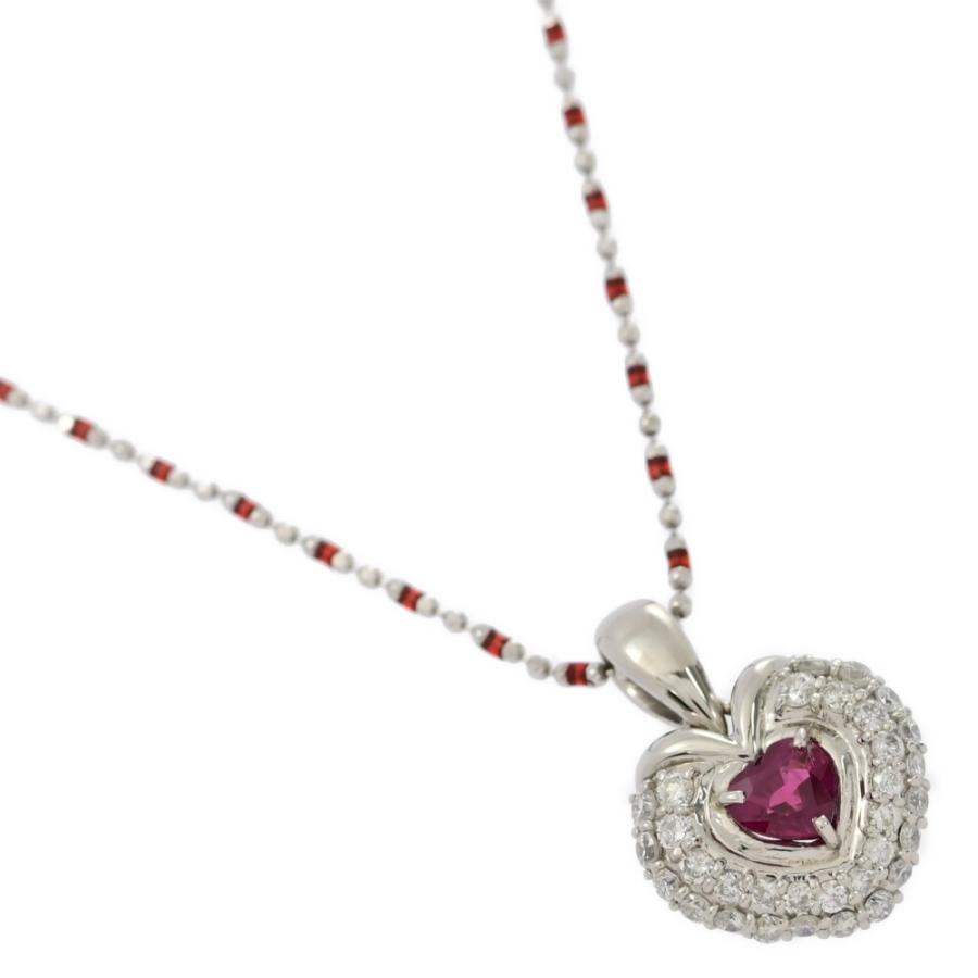 RU1.194ct/FD:1.08ct/スリランカ・ハートパヴェ・ルビー・ダイヤモンド ネックレス・ペンダント/Pt900-Pt850-15.6g/プラチナ/h250225/547529 ...